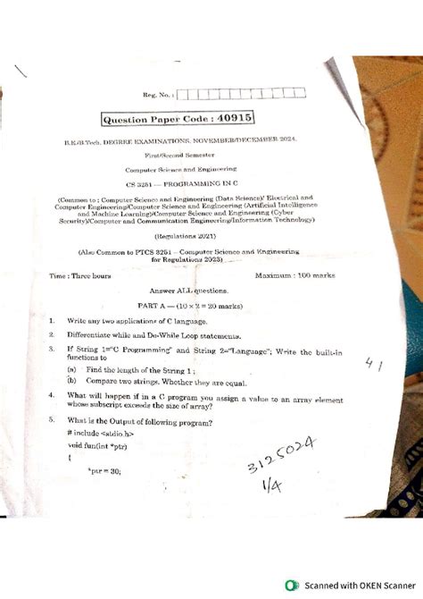 Cs 3251 Programming In C Previous Year Question Papers Studocu