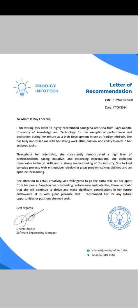 amrutha sanagana on linkedin prodigyinfotech internship webdevelopment lor