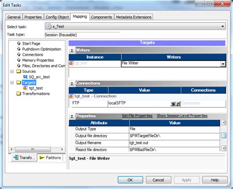 Configuring Target File Properties