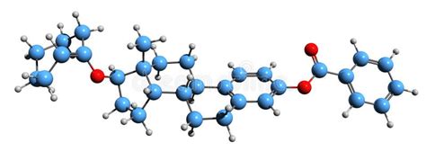 3d Image Of Estradiol Benzoate Cyclooctenyl Ether Skeletal Formula Stock Illustration