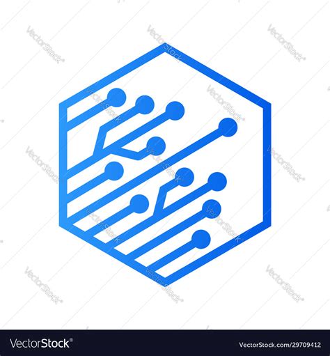 Hexagon Circuit Logo Royalty Free Vector Image