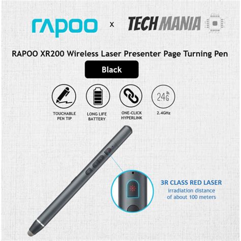 Rapoo Xr200 Usb 2 4g Touchable Rechargeable 3r Laser Presenter Pen Built In Lithium Battery