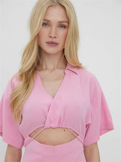 Vm Pink Short Sleeve Cut Out Dress New Mode Boutique