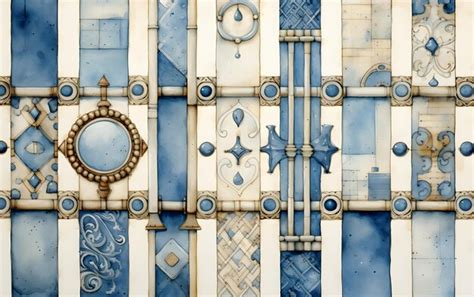 Premium AI Image Beautiful Seamless Pattern In Patchwork Style With Hand Draw Tile Wallpaper