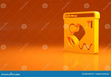 Yellow Data Visualisation Icon Isolated On Orange Background Minimalism Concept Stock