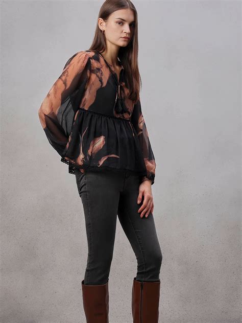 Brown And Black Chiffon Sheer Top