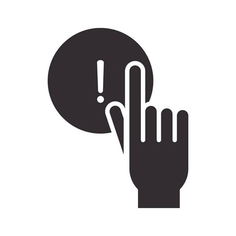 Alert Icon Hand Cliking Warning Button Attention Danger Exclamation Mark Precaution Silhouette