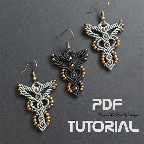 PDF Tutorial Macrame Earrings PATTERN Micro Macrame Etsy