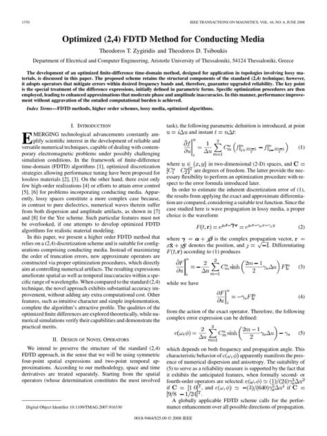 PDF Optimized FDTD Method For Conducting Media