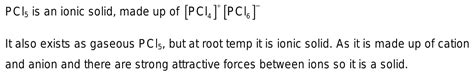 Why Does Pcl5 Exist In Solid State What Type Of Solid It Is