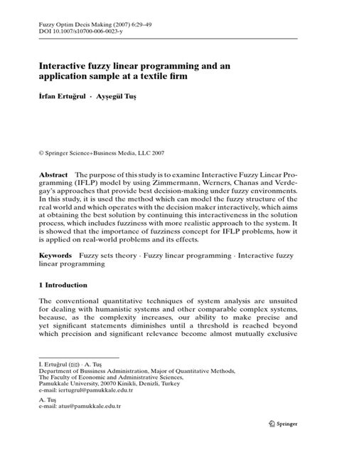 Interactive Fuzzy Linear Programming And An Application Sample At A