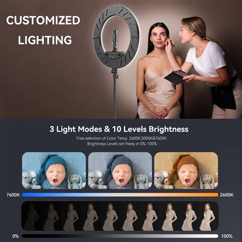 18 Inch Ring Light Kit 55w6700k Dimmable Led Light Tripod Stand