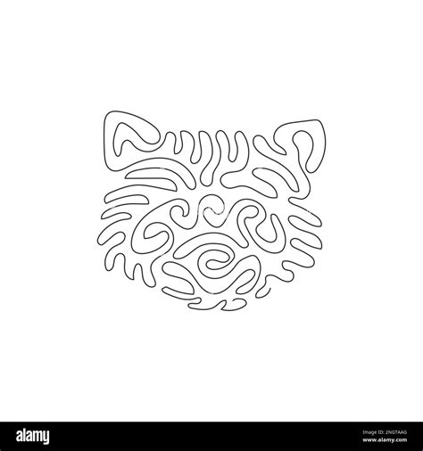 Single One Line Drawing Of Cute Raccoon Abstract Art Continuous Line Draw Graphic Design Vector