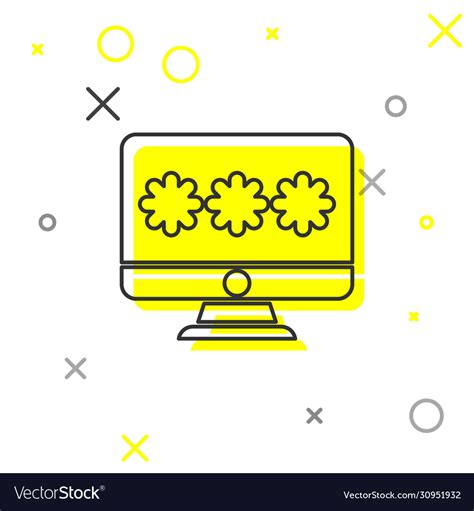 Grey Line Monitor With Password Notification Icon Vector Image