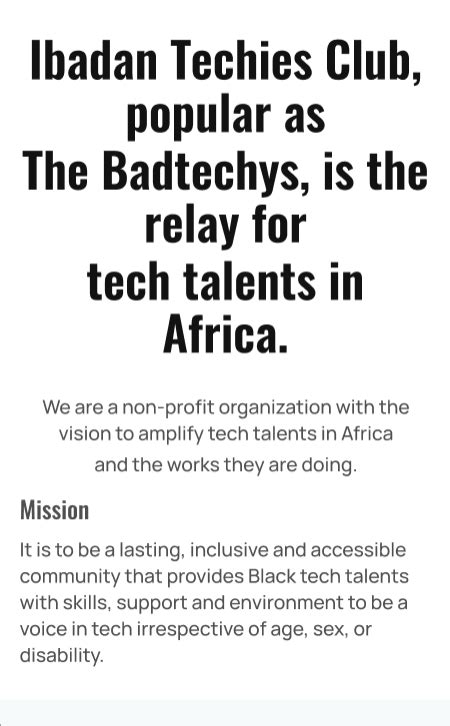 Feat About Page Visionmissionbanner · Issue 99 · Ibadan Techiesbadtechies · Github