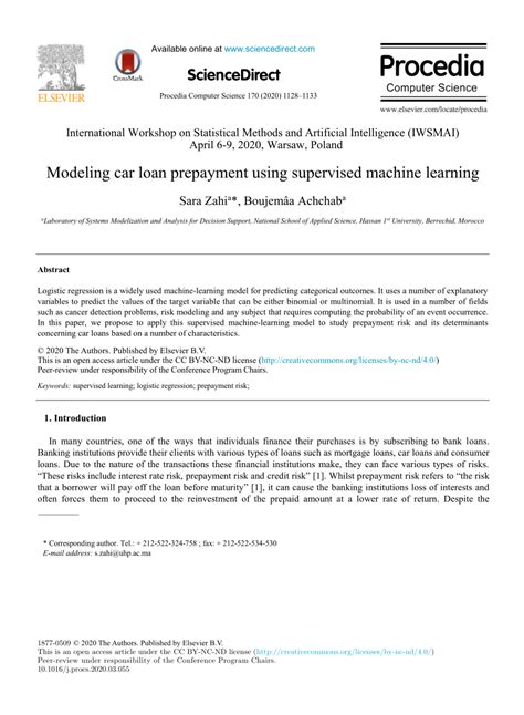 Pdf Modeling Car Loan Prepayment Using Supervised Machine Learning