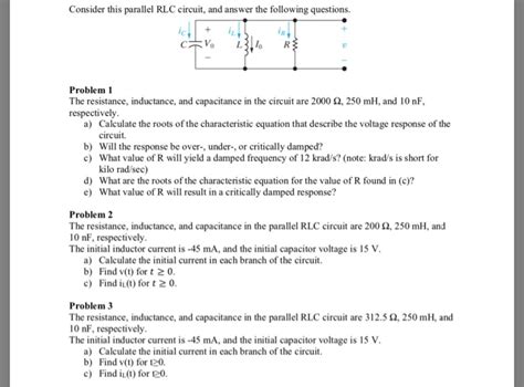 Solved Consider This Parallel RLC Circuit And Answer The Chegg