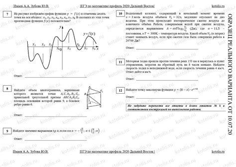 Реальный вариант ЕГЭ по математике 2020