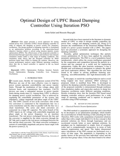 optimal design of upfc based damping controller using iteration
