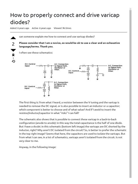 Capacitance How To Properly Connect And Drive Varicap Diodes Electrical Engineering Stack