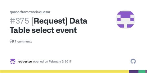 [request] Data Table Select Event · Issue 375 · Quasarframework Quasar · Github