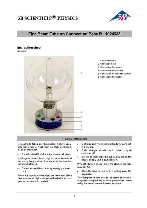 Fine Beam Tube On Connection Base R Product Manual 3b Scientific