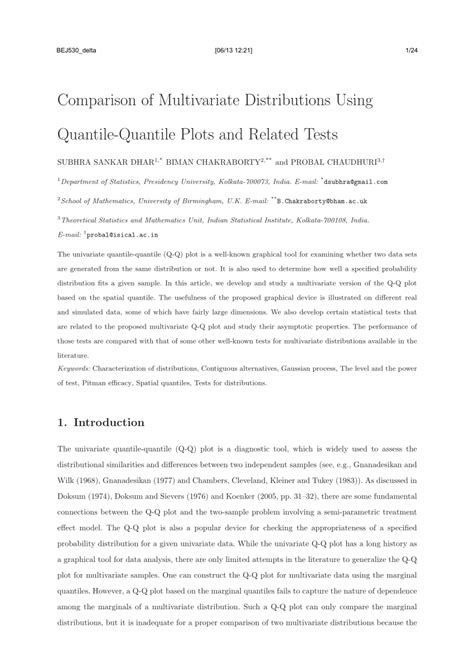 Pdf Comparison Of Multivariate Distributions Using Quantile Quantile