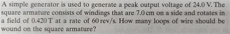 Solved A Simple Generator Is Used To Generate A Peak Output Chegg