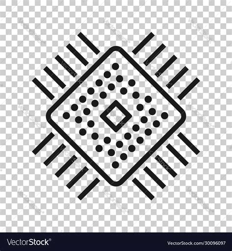 Computer Cpu Icon In Flat Style Circuit Board Vector Image
