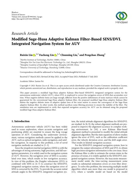 Modified Sage Husa Adaptive Kalman Filter Based Si Pdf Kalman Filter