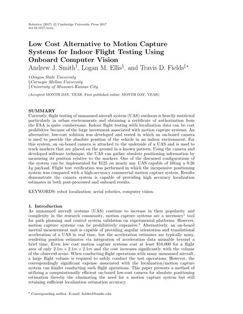 Pdf Low Cost Alternative To Motion Capture Systems For Indoor Flight Testing Using Onboard