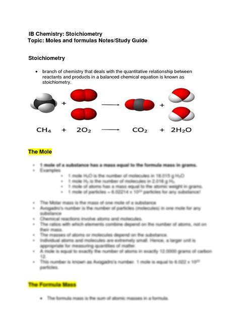 Stoichiometry Formulas