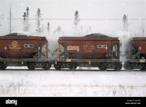 Train Hauling Taconite Through Iron Range In Northern Minnesota Stock
