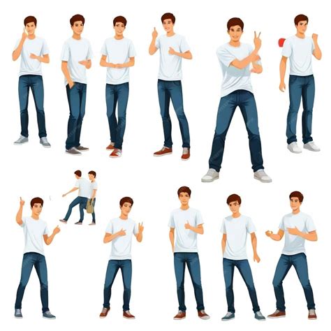 Young People Doing Different Action Vector Set White Background Isolated Premium Ai Generated