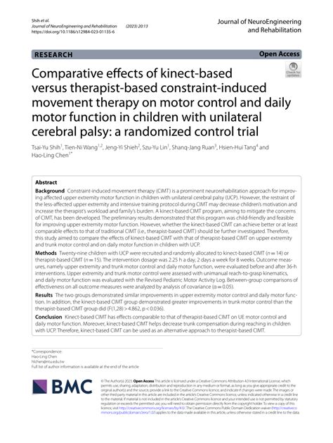 Pdf Comparative Effects Of Kinect Based Versus Therapist Based