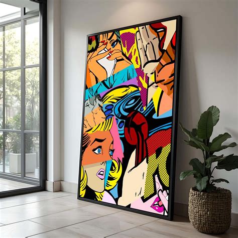 Pop Art Canvas Print Retro Comic Collage Modern Wall Decor Etsy