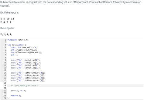 Solved Subtract Each Element In Origlist With The