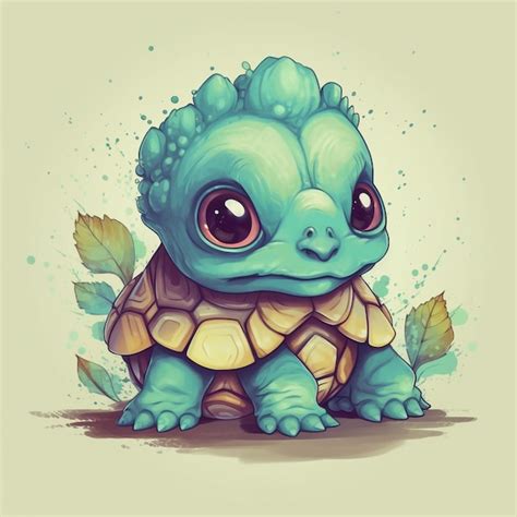 Premium Ai Image Cute And Adorable Cartoon Fluffy Turtle Fantasy