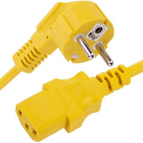 Câble Dalimentation Jaune 3m C13 Vers Schuko Mâle Coudé Leroy Merlin