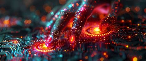 Neural Network Interaction Human And Ai Interface Stock Illustration