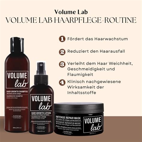 Volume Lab Produkte fördern neues Haarwachstum machen das Haar dicker und verhindern Haarbruch