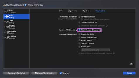 Xcode Main Thread Checker