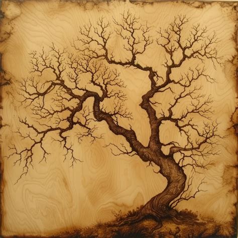Premium Photo Tree Pyrography AI Generated Image