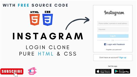 Instagram Login Clone A 100 Html And Css Clone Youtube