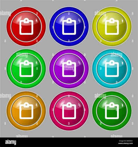 Text File Icon Sign Symbol On Nine Round Colourful Buttons Vector Illustration Stock Vector