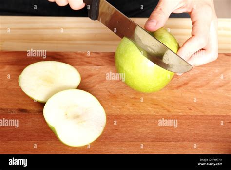 Cutting A Apple Stock Photo Alamy