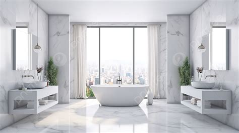 흰색 대리석 벽에 거울 세면대와 욕조가 있는 현대적인 욕실의 고급스러운 3d 그림 고급 욕실 욕실 디자인 현대적인 욕실 배경 일러스트 및 사진 무료 다운로드 Pngtree