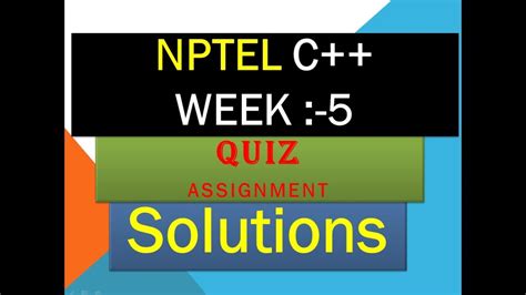 Nptel C Assignment Solution Week 5 Nptel C Quiz Assignment Week 5 Youtube