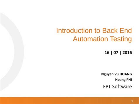Pdf Introduction To Back End Automation Testing Nguyen Vu Hoang