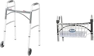 Drive Medical Deluxe Two Button Folding Walker With 5 Wheels Drive